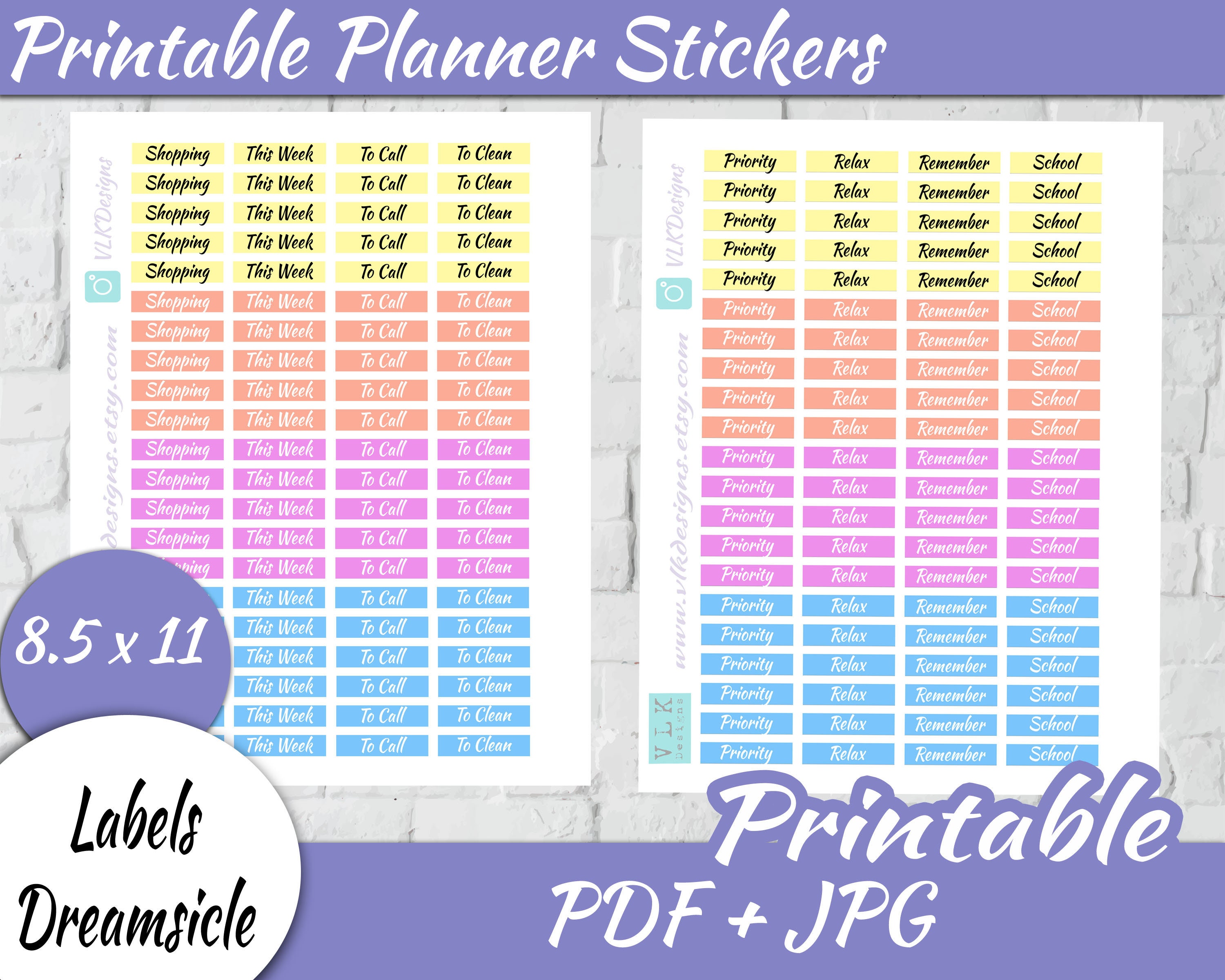 BUNDLE Headers Labels Printable Planner Stickers-happy Planner-instant ...