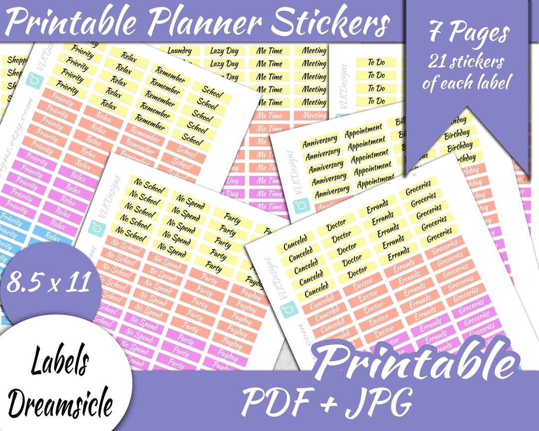 BUNDLE Headers Labels Printable Planner Stickers-happy Planner-instant ...
