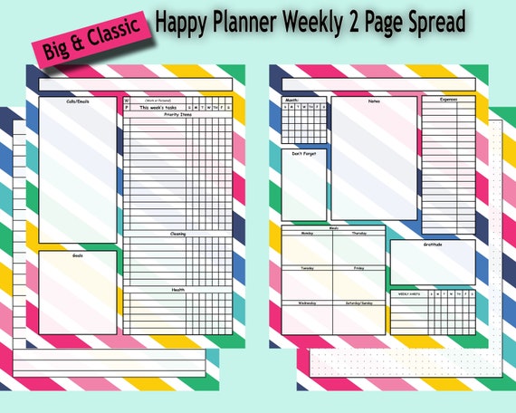 INSTANT DOWNLOAD Happy Planner Big & Classic Weekly Color | Etsy