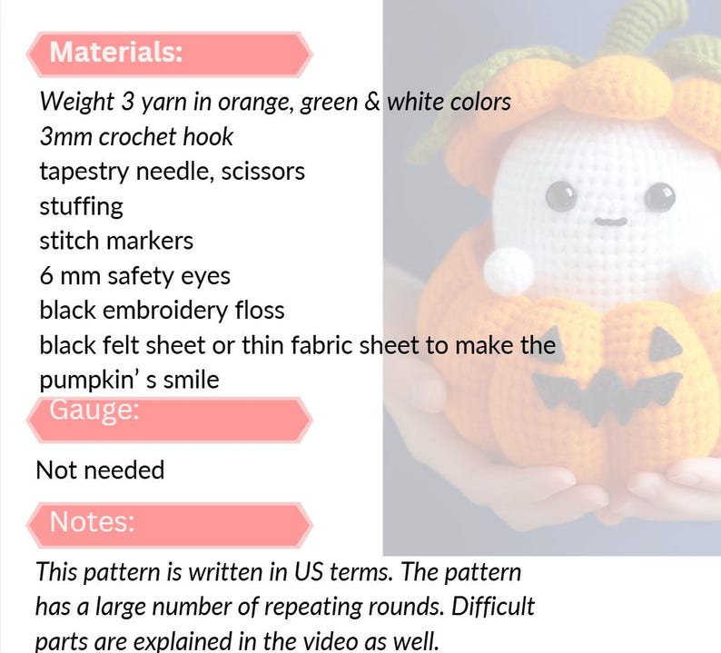 Cute Halloween Pattern, Easy Amigurumi Crochet Pattern, Ghost Pumpkin Pattern, PDF Crochet ...