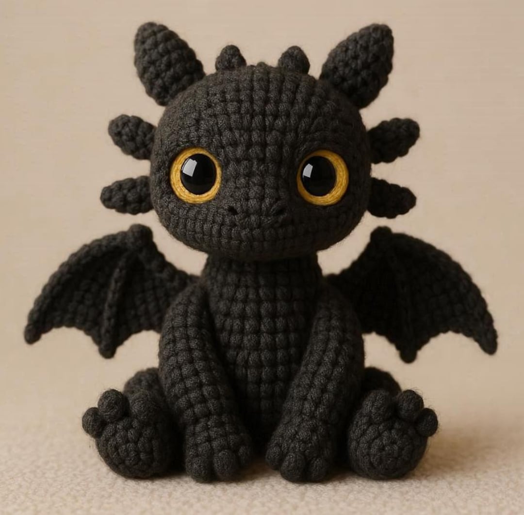 Toothless Dragon Crochet Pattern: Black Night Fury Amigurumi (PDF ...