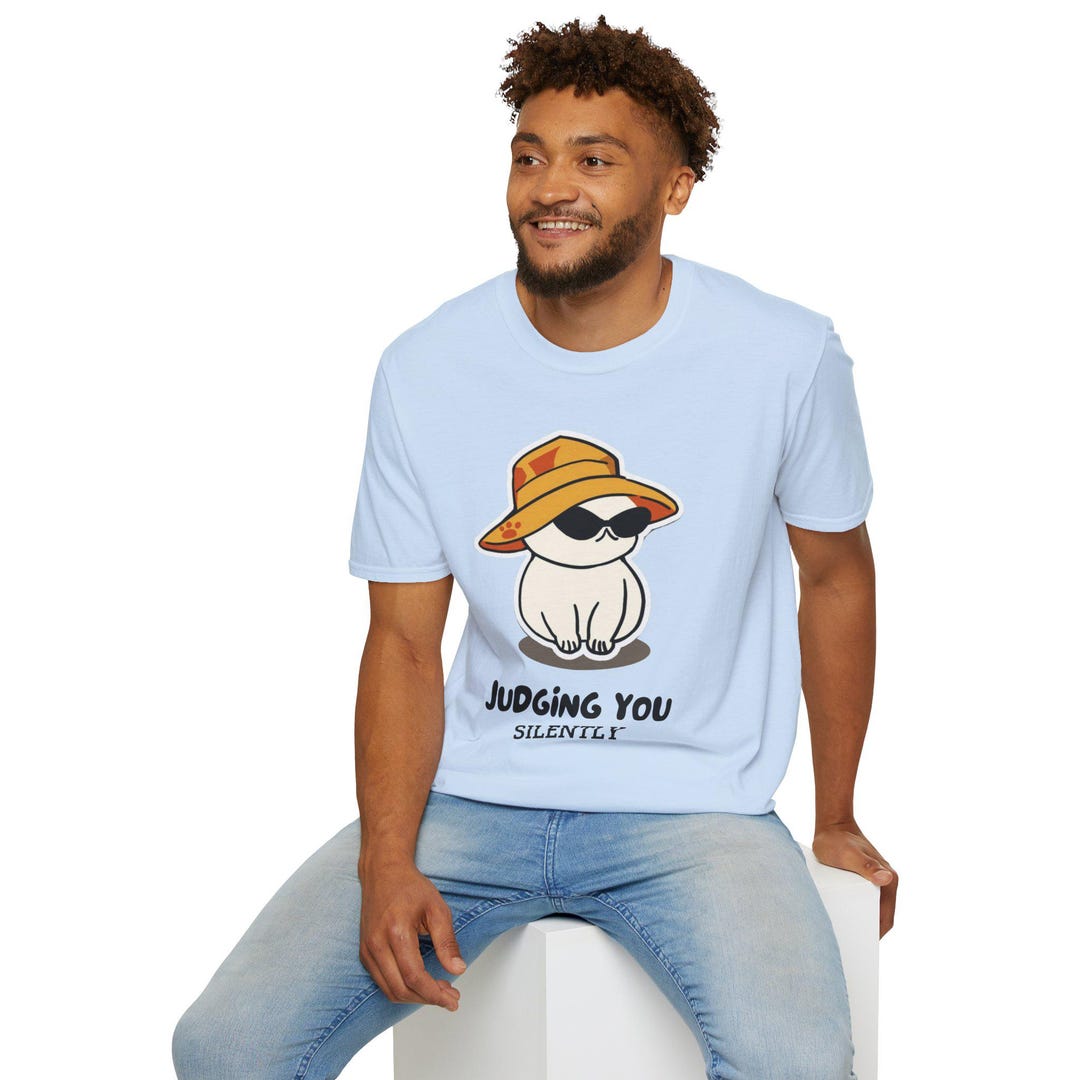 Judging You Silently Cat Illustration T-shirt | Funny Kitty Graphic Tee ...