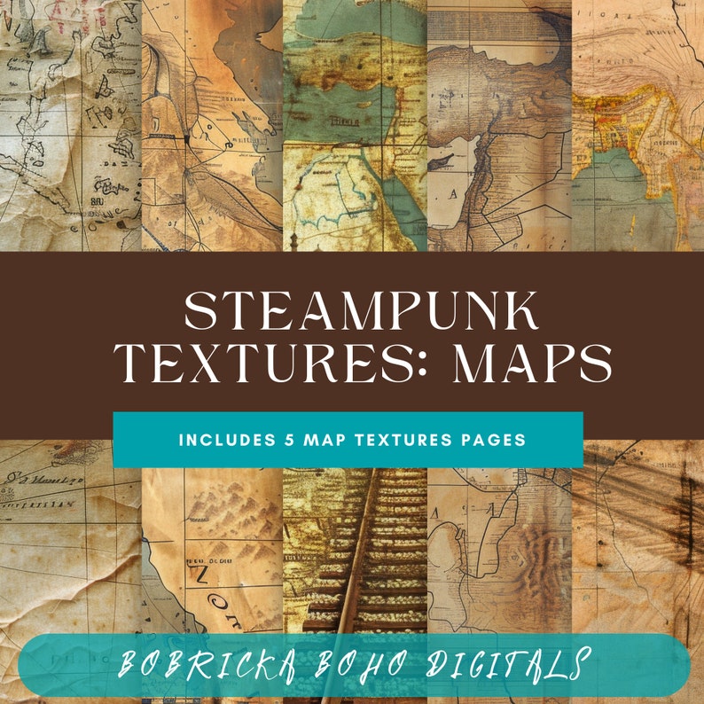 Steampunk Map Texture Pack - Digital Files - Etsy