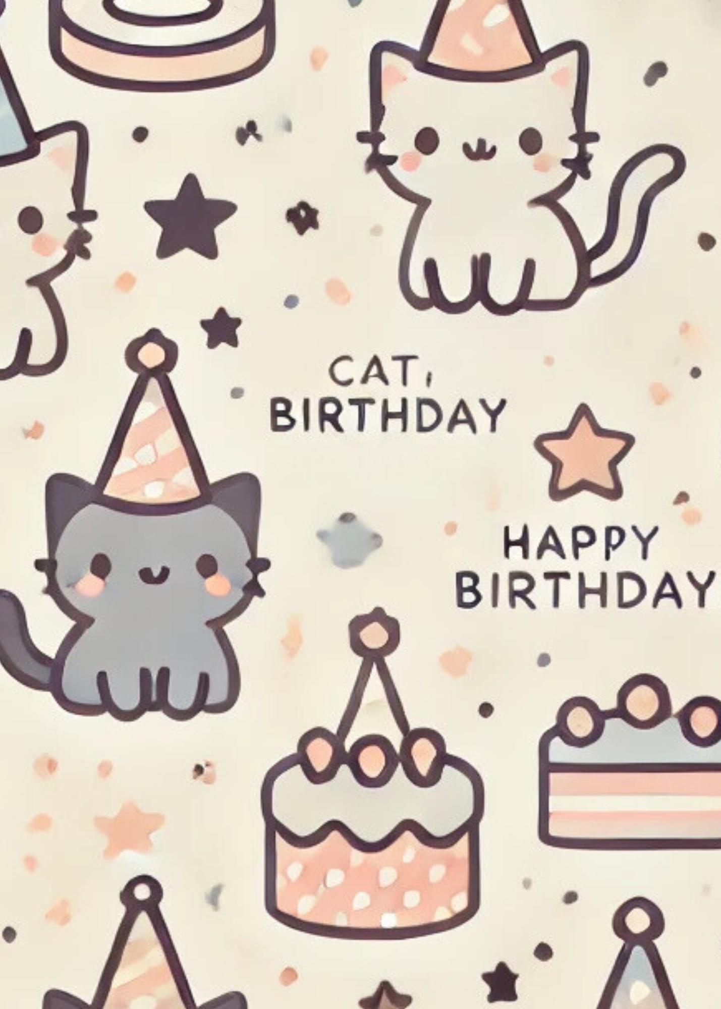 Cat Kitten Birthday Party Invitation Canva Template 5x7 Digital ...