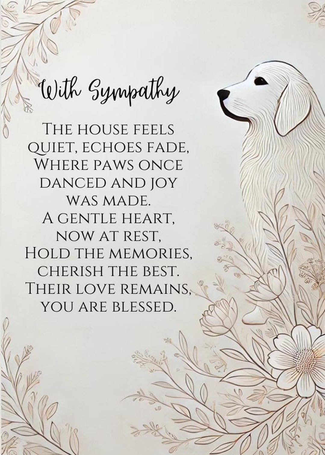 Editable 5x7 Dog Pet Sympathy Card Template Printable Canva Instant ...