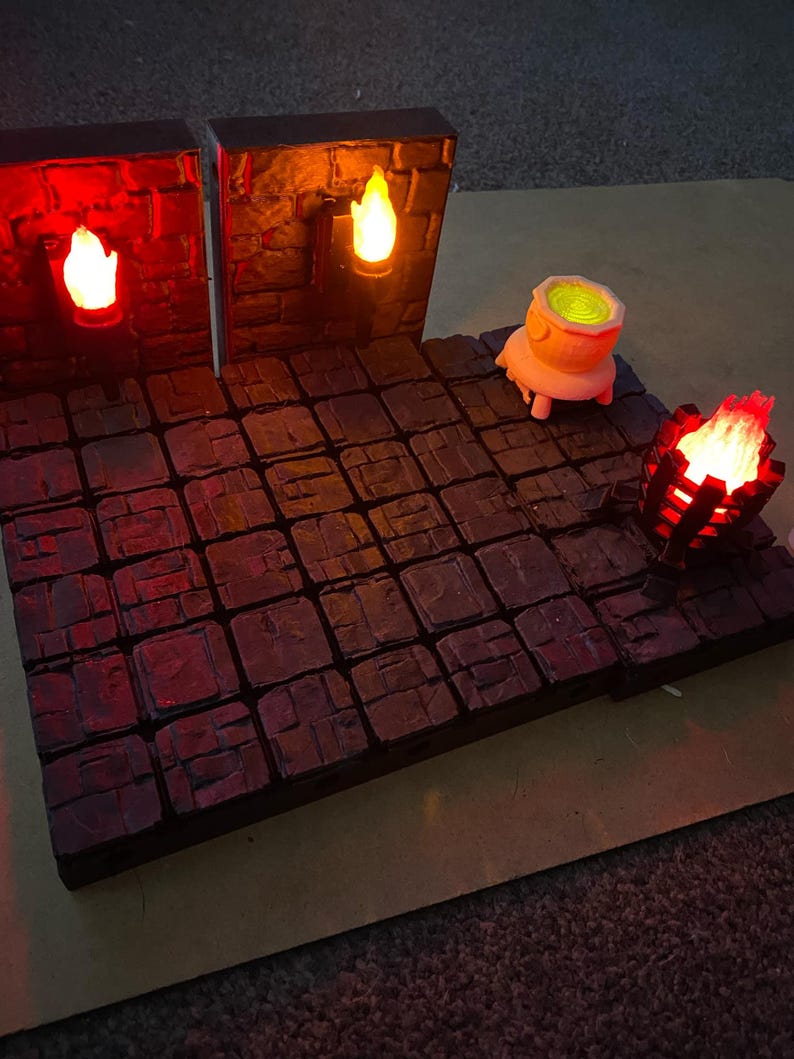 Light up Fire Torch DND Tiles Modular Design Magnetic Tiles Accessories ...