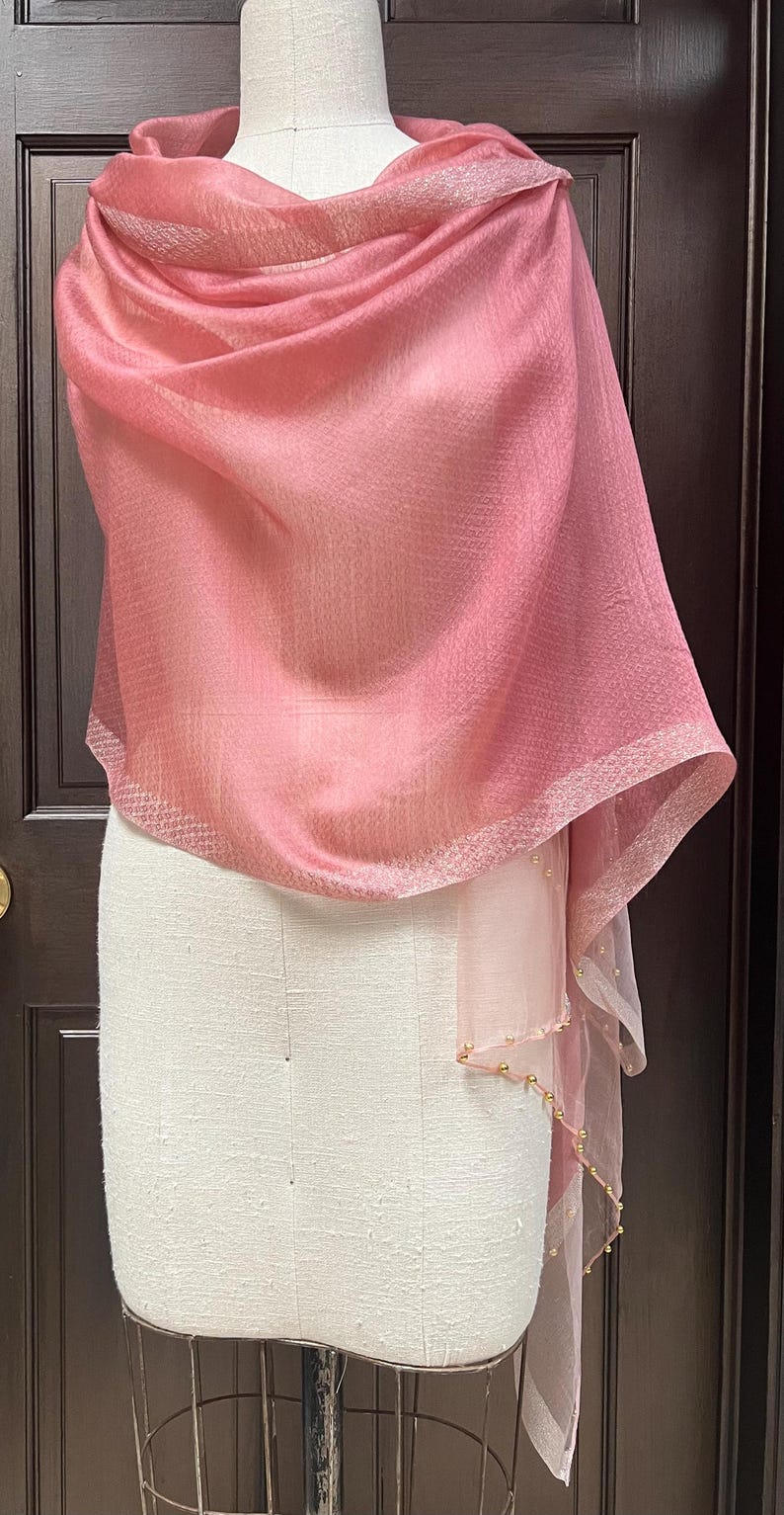 Rose Gold Sheer Shawl Wrap With Pearls - Etsy