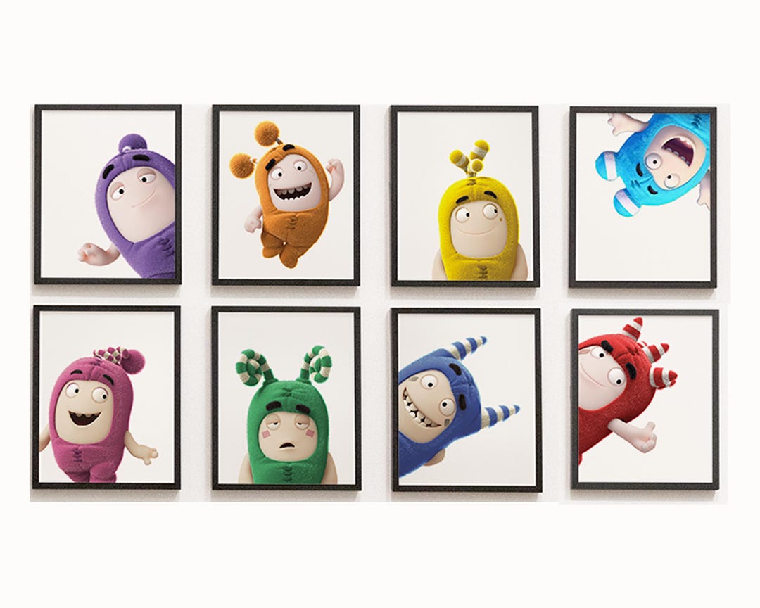 Oddbods Wall Prints Set of 8 Wall Prints for Kids Room Unframed Wall ...