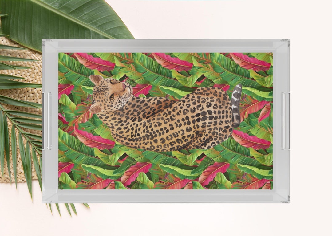 Tropical Acrylic Tray Leopard Kitchen Organizing for Coffee Table Tray ...