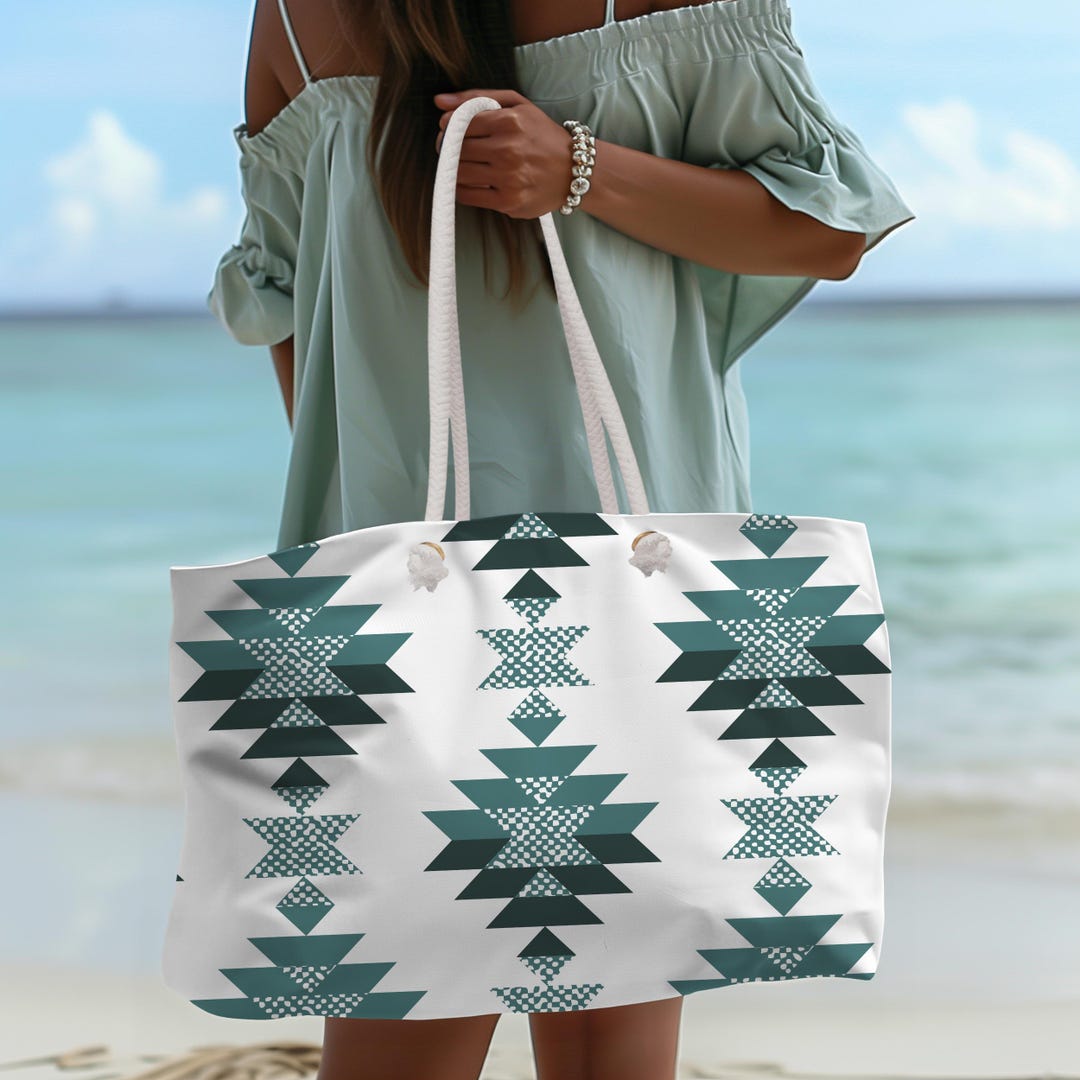 Ikat Weekender Bag Tribal Style Travel Tote Boho Chic Overnight Carry ...