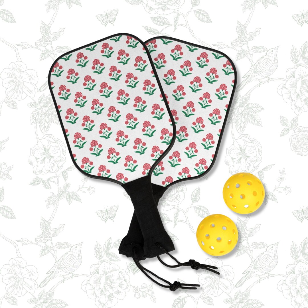 Preppy Floral Pickleball Kit Pickleball Game Gift Set Indian Block ...