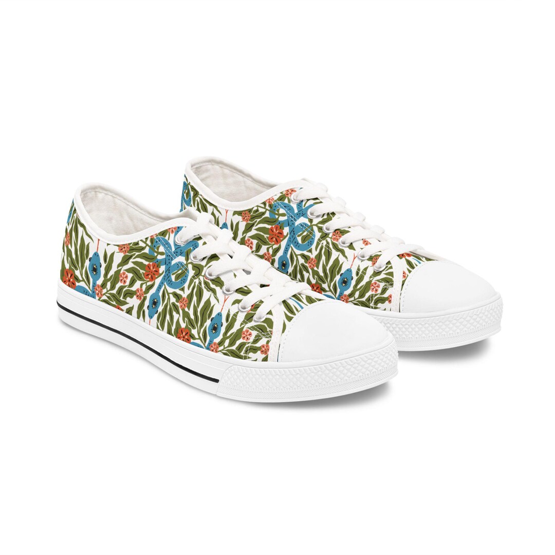 Floral Third Eye Snake Sneakers: Botanical Low Top Summer Shoes - Etsy