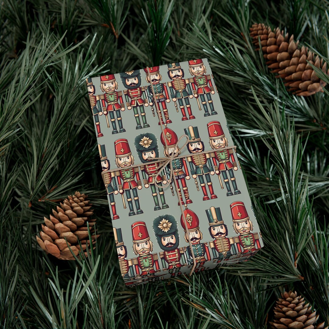 Nutcracker Gift Wrapping Paper Rolls, Sage Christmas Gift Wrap, Sage ...