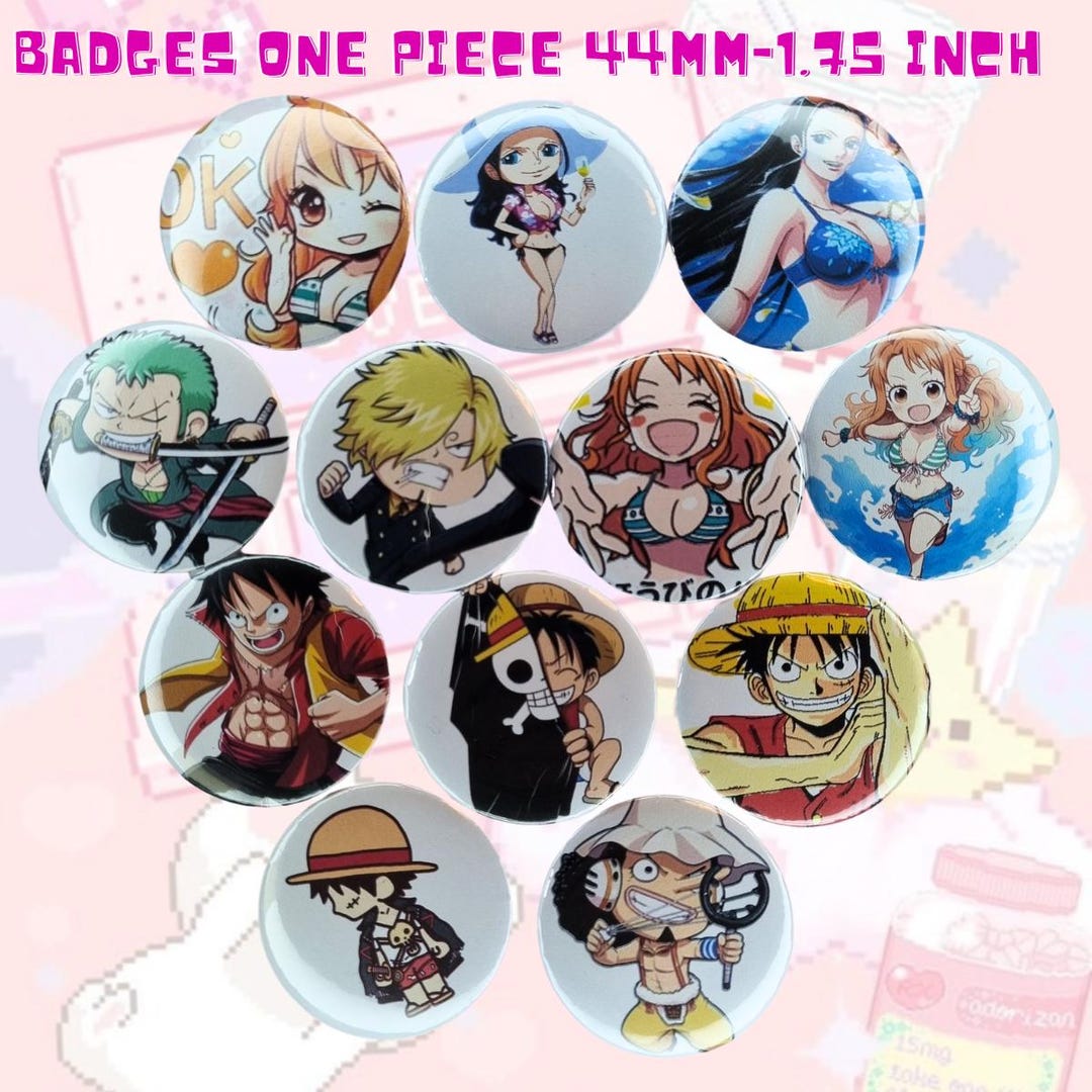 Exclusive One Piece Badges - 44mm 1.75 Inch - Nami, Luffy, Zoro, Nico ...