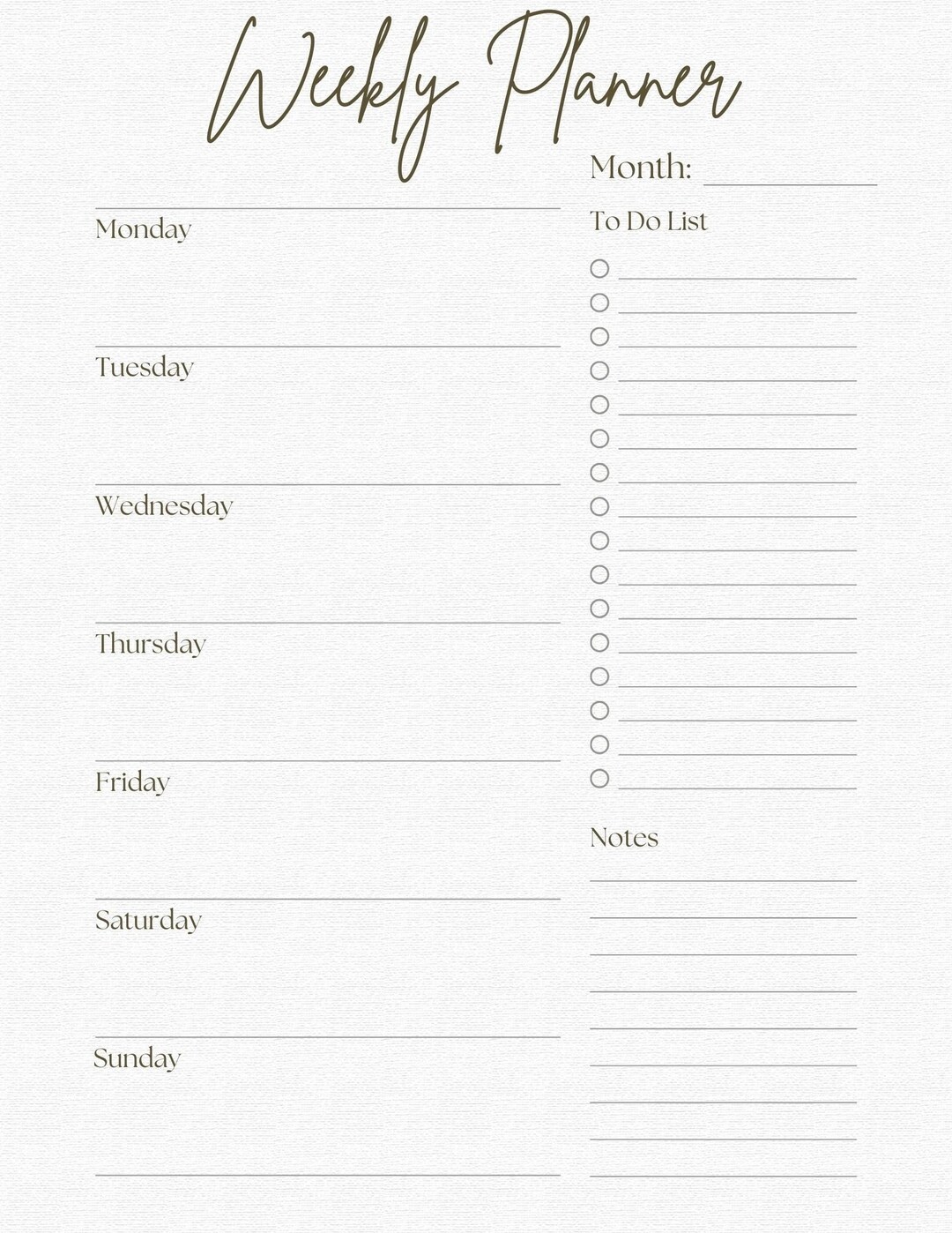 2024-2025 Weekly Planner, Printable, Digital Download, Minimal ...