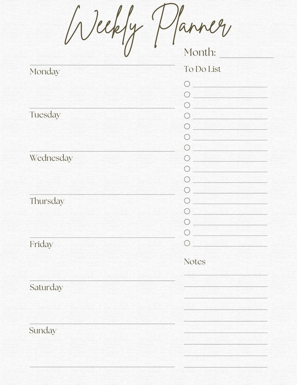 2024-2025 Weekly Planner, Printable, Digital Download, Minimal ...