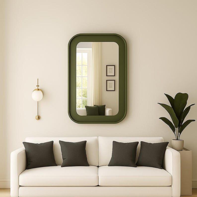 Funky Red Rectangular Mirror – Unique Handmade Accent for Contemporary ...