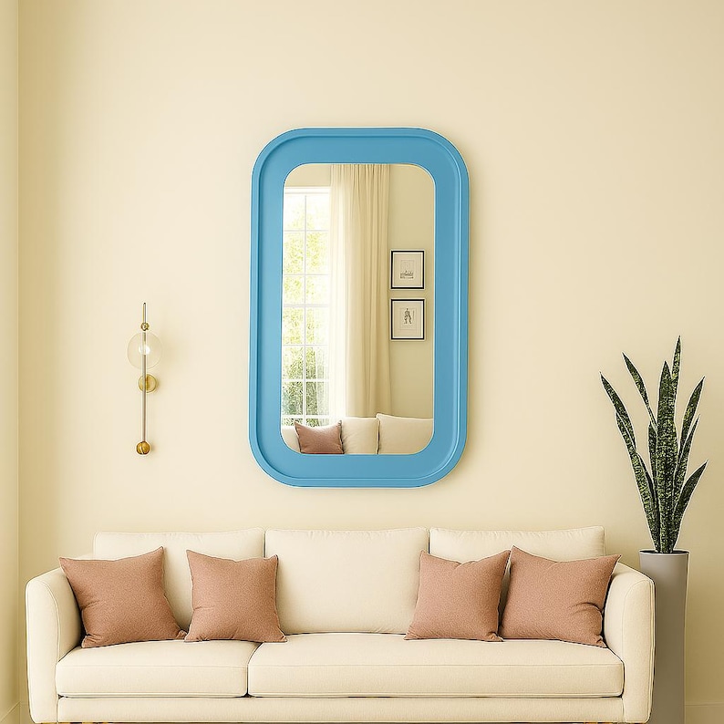 Funky Red Rectangular Mirror – Unique Handmade Accent for Contemporary ...