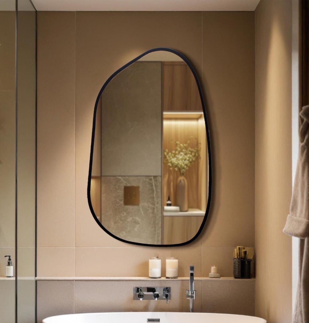 Ripple Black Mirror – Unique Abstract Wall Accent With Minimalist Charm ...