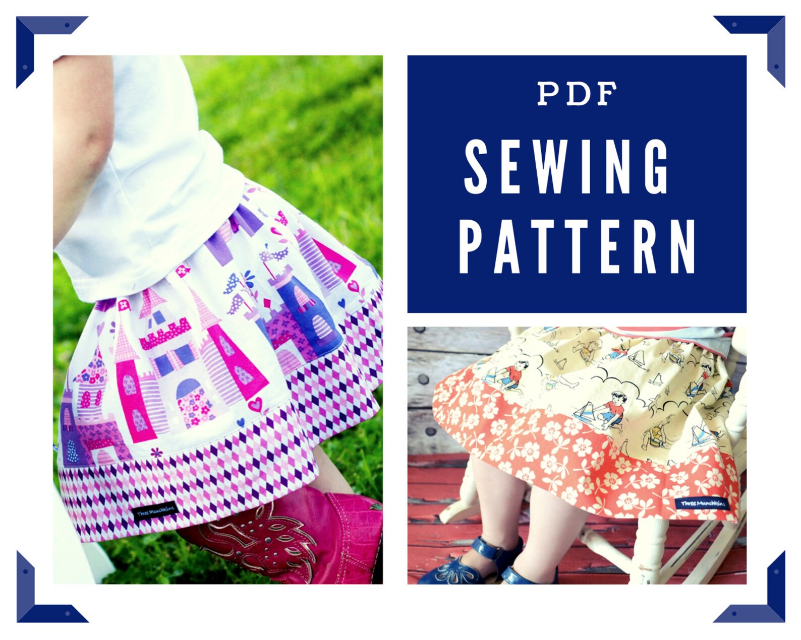 Girls Twirl Skirt Sewing Pattern Three Munchkins | Etsy