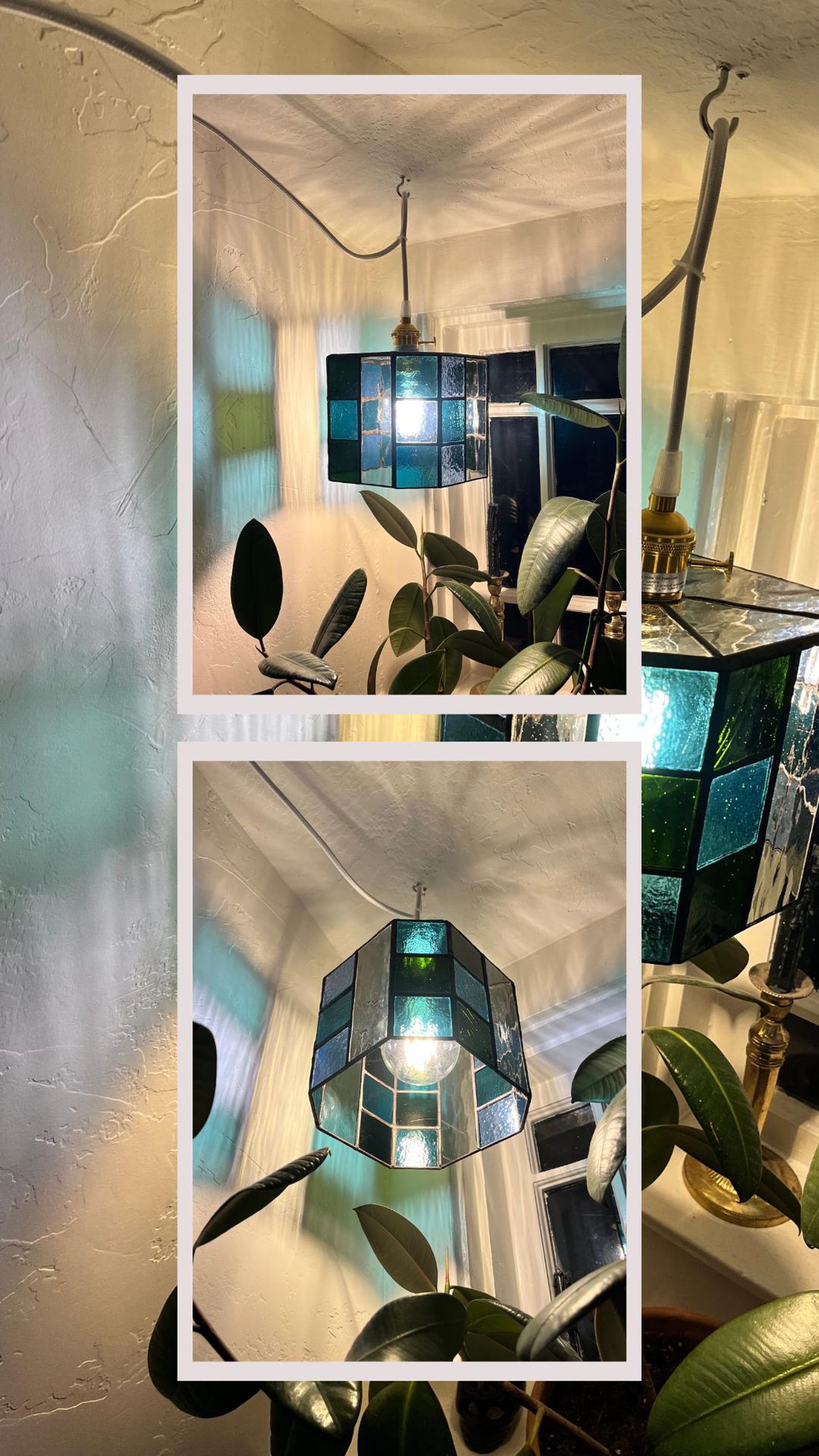 Handmade Stained Glass Pendant Light Fixture - Etsy