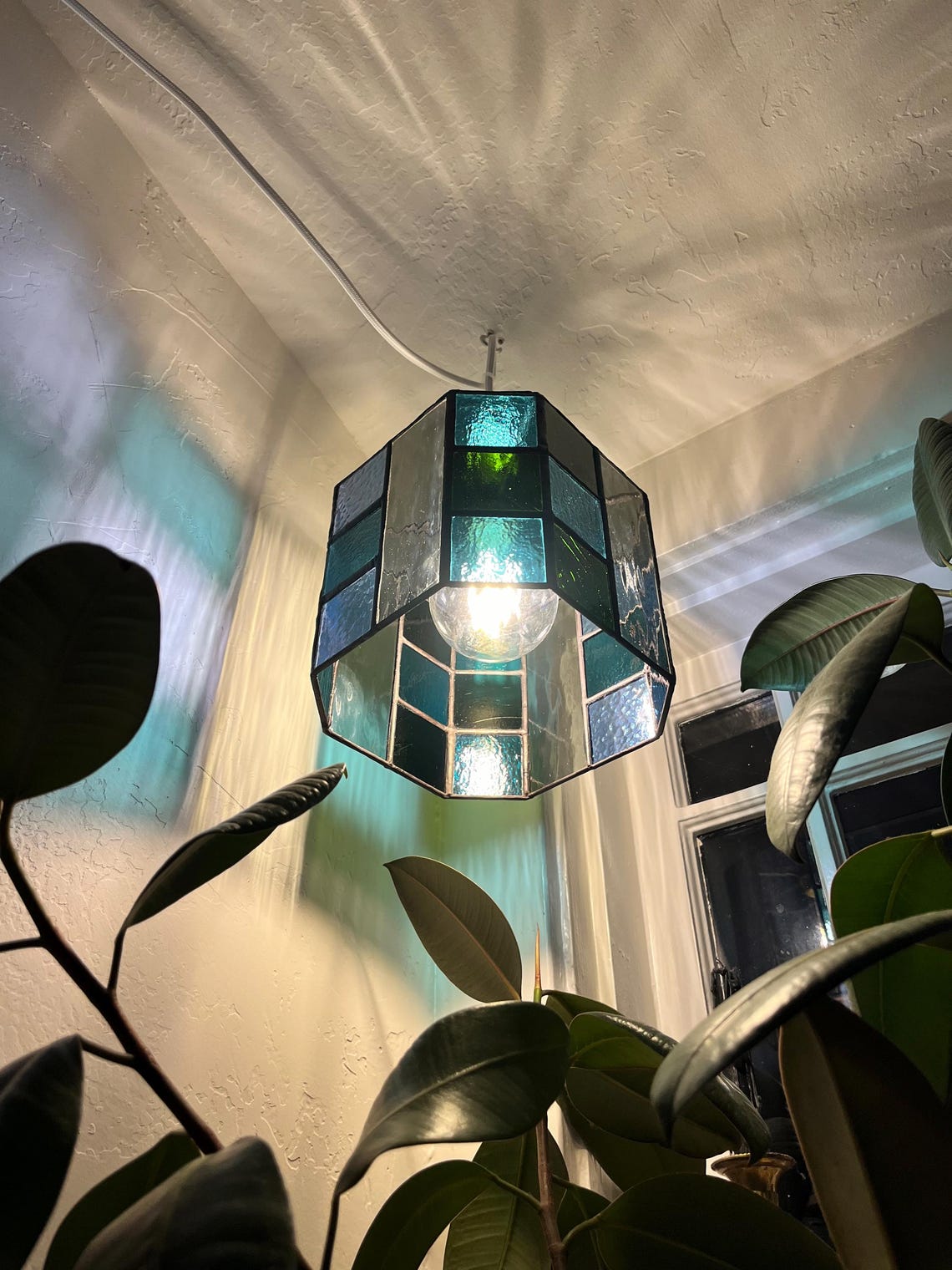 Handmade Stained Glass Pendant Light Fixture - Etsy