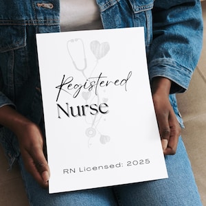 Elegant Registered Nurse Poster - RN Licensed Stethoscope and Hearts ...
