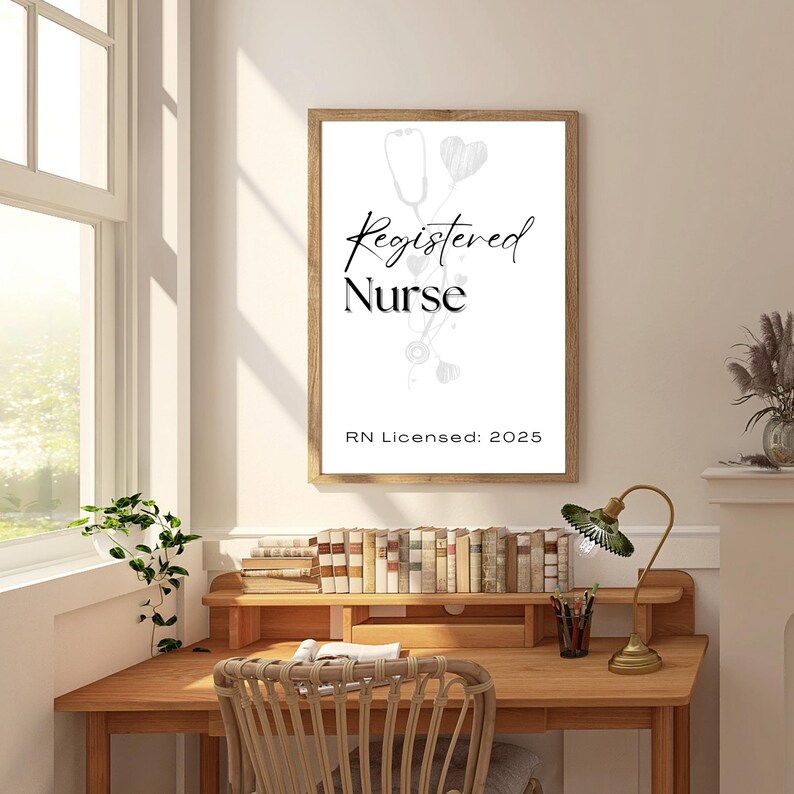 Elegant Registered Nurse Poster - RN Licensed Stethoscope and Hearts ...
