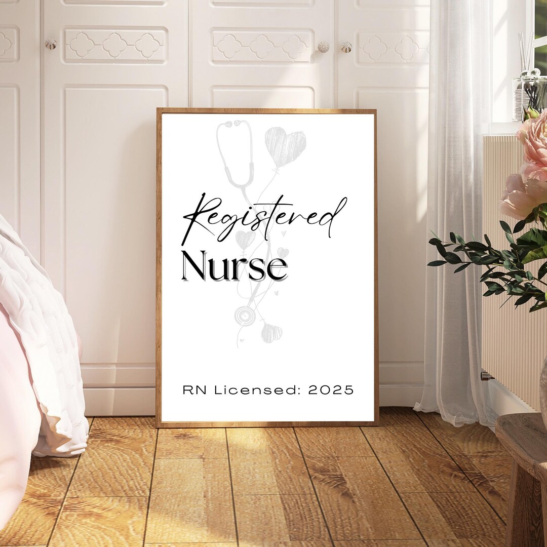 Elegant Registered Nurse Poster - RN Licensed Stethoscope and Hearts ...
