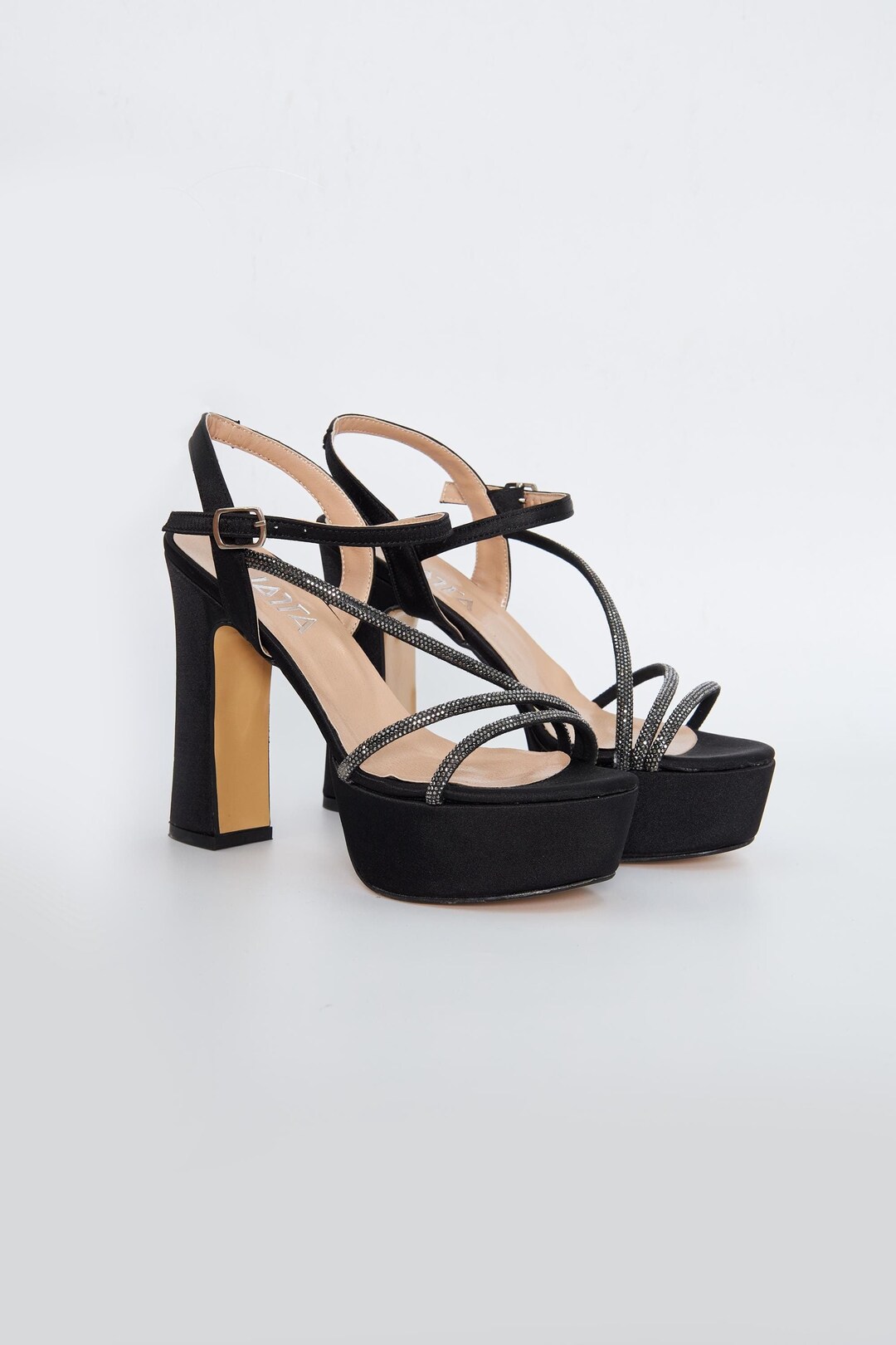 Eliyosa Black Stone Platform High Heels for Brides – 13 Cm Heel ...