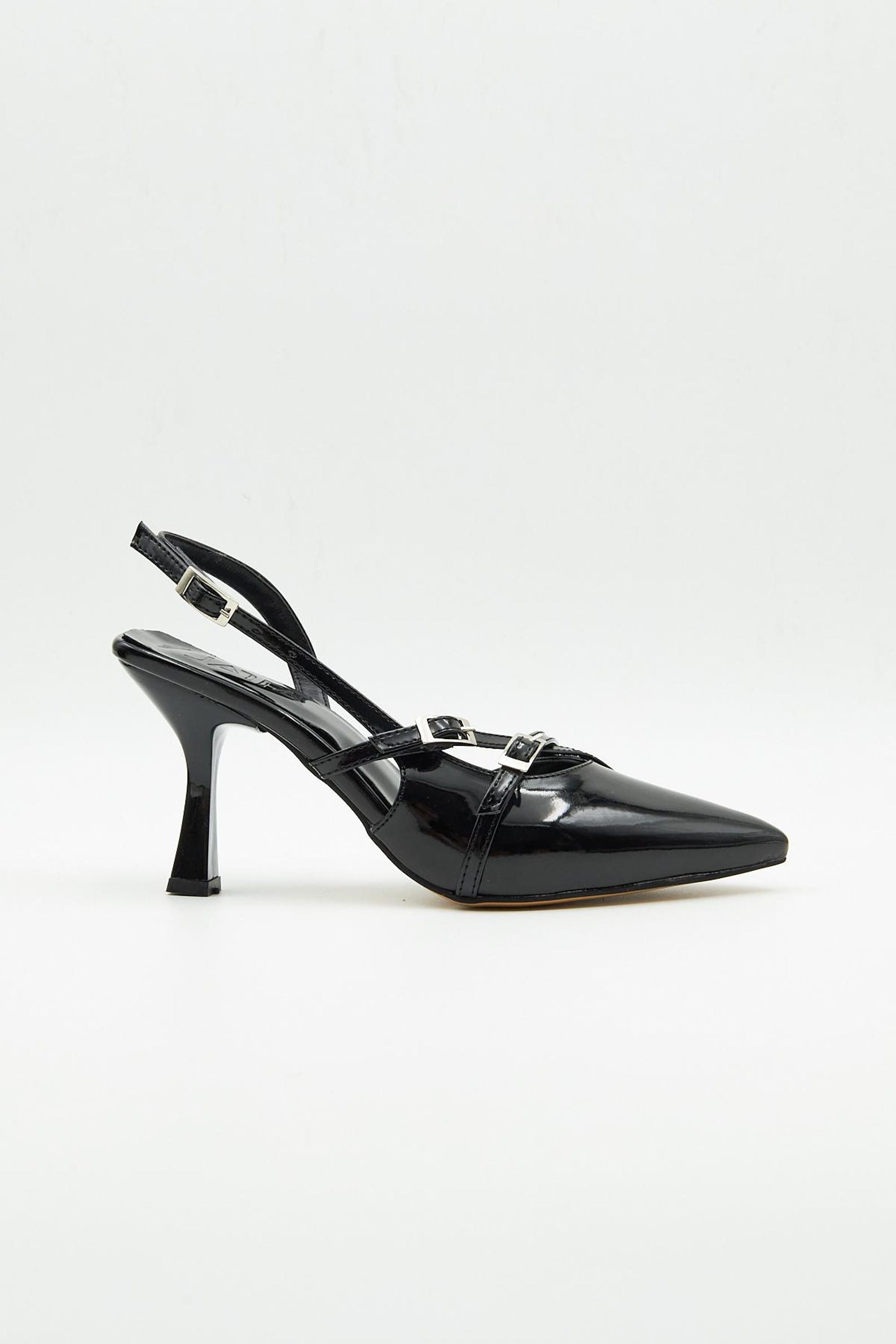 Lulu Black Patent Leather Buckle High Heels for Women – 8 Cm Heel ...