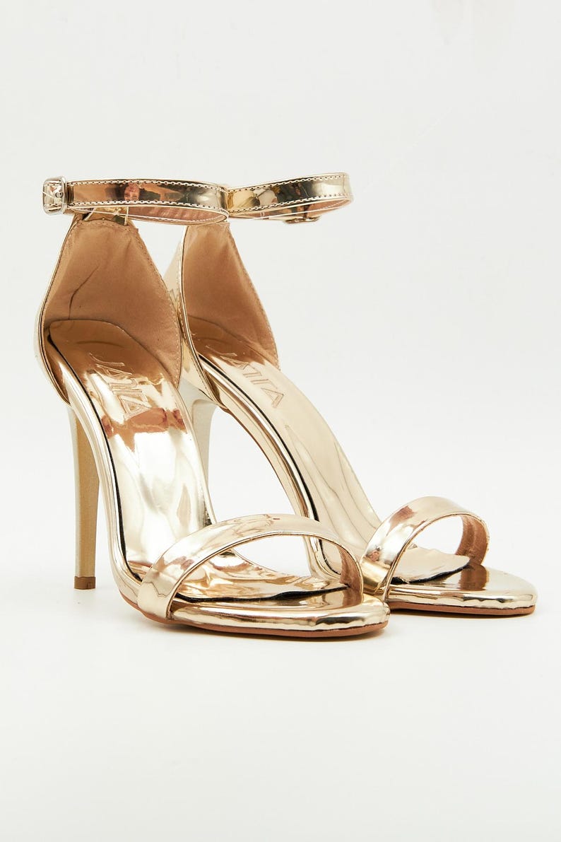 Zelda Gold Mirror High Heels for Women – 11 Cm Heel, Single Strap ...