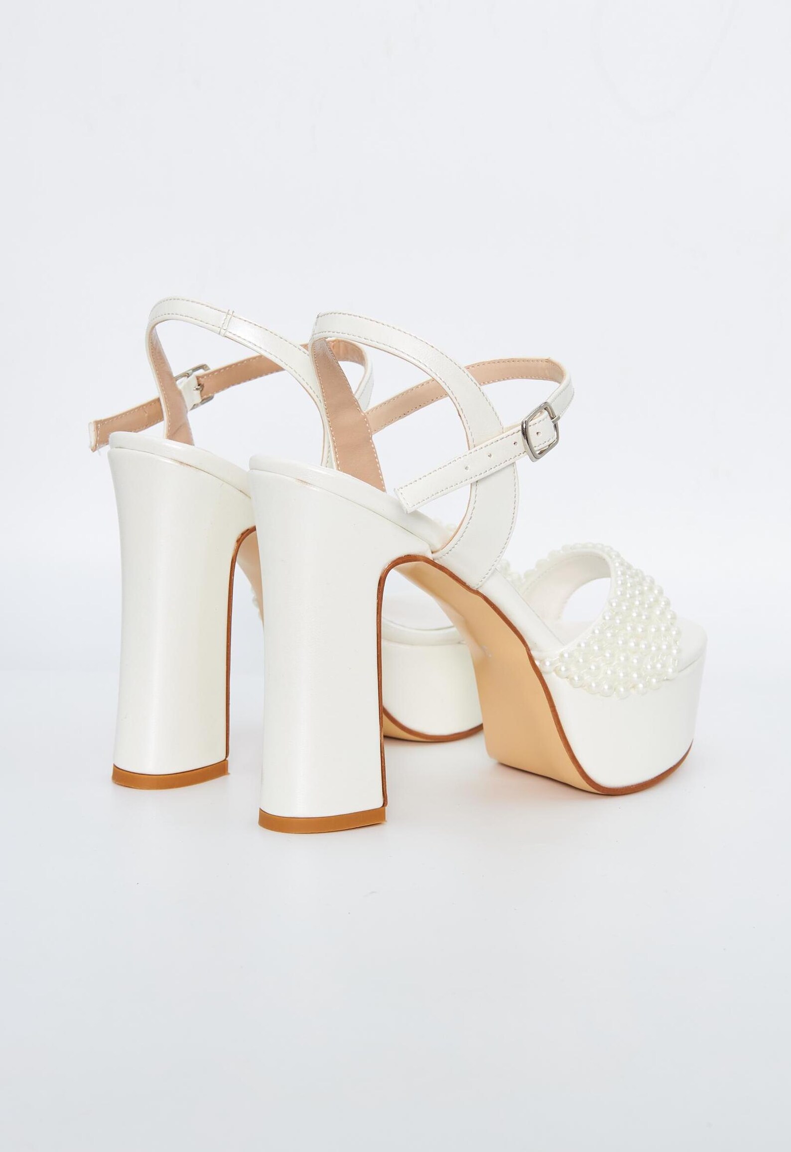 Oasis White Pearl Platform High Heels for Brides 13 Cm Heel, Elegant ...