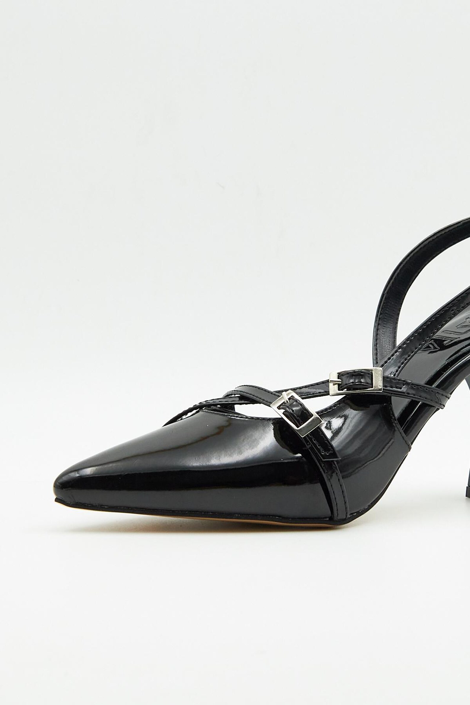 Lulu Black Patent Leather Buckle High Heels for Women – 8 Cm Heel ...