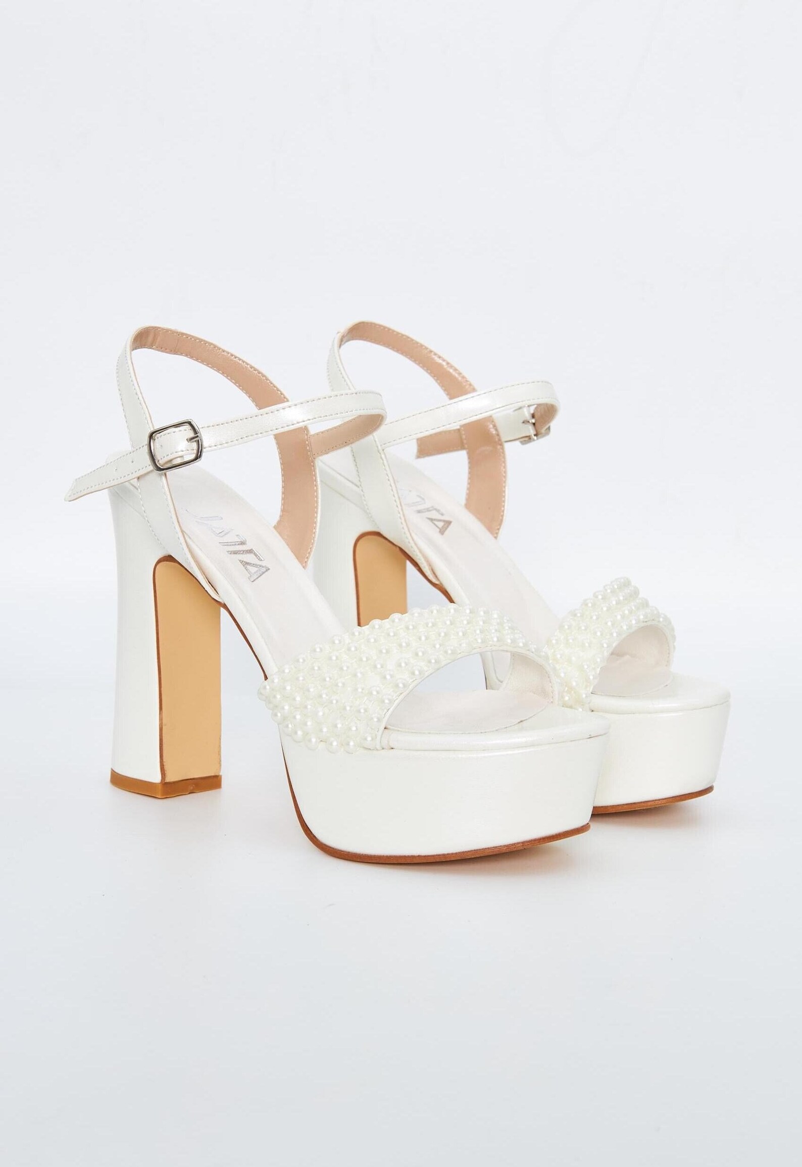 Oasis White Pearl Platform High Heels for Brides 13 Cm Heel, Elegant ...