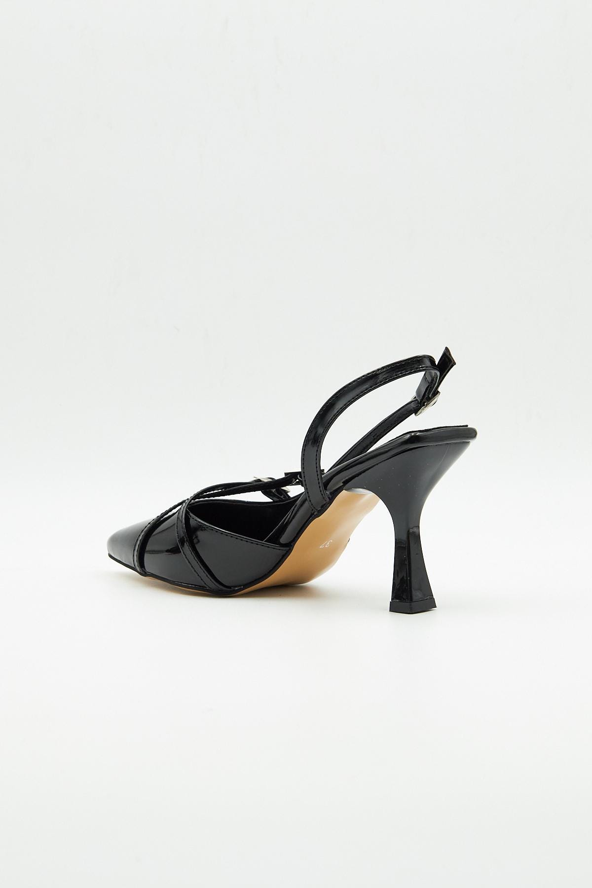 Lulu Black Patent Leather Buckle High Heels for Women – 8 Cm Heel ...
