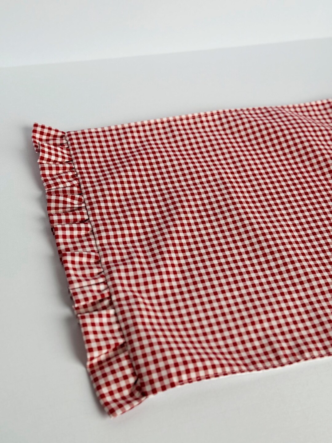 Red Gingham Ruffled Placemat, Red Handmade Gifts, Rectangle Gingham ...