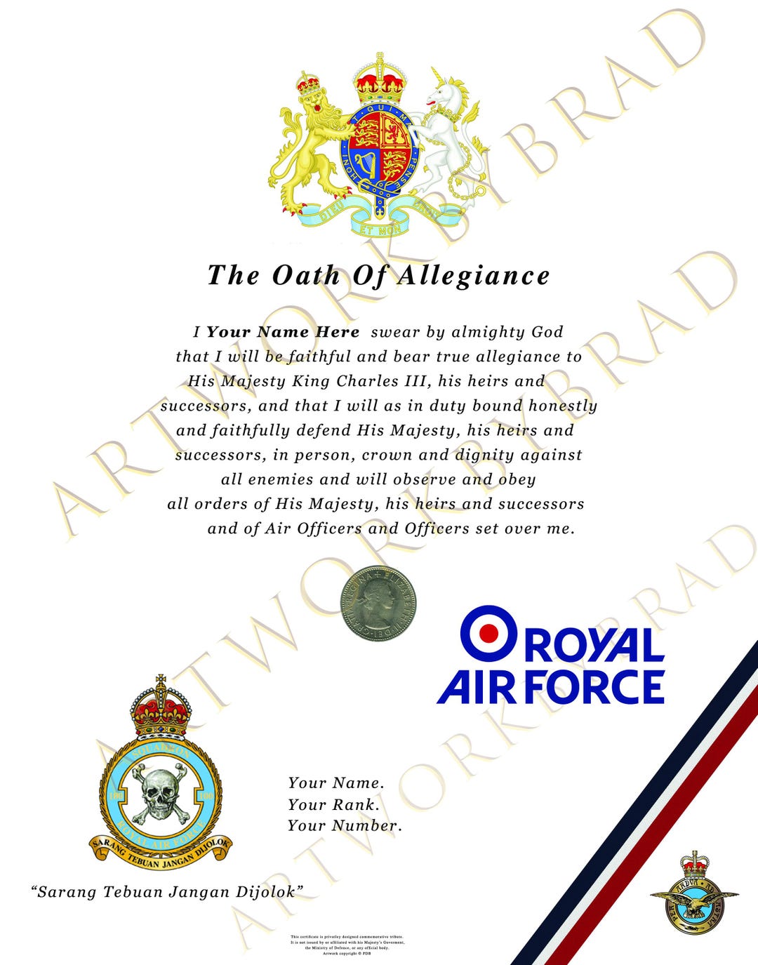 Commemorative Oath of Allegiance Certificate – RAF 100 Squadron - Etsy UK