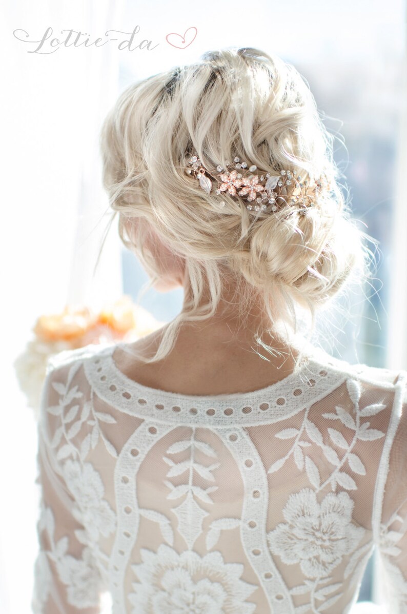 Rose Gold Wire Wedding Crown, Boho Rose Gold Halo Hair Vine, Wire Hair ...