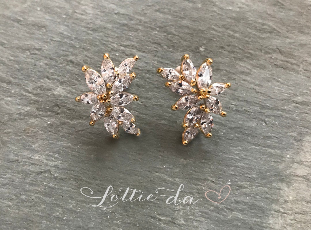 Gold Vintage Wedding Grad Prom Bridesmaid Crystal Earrings in Rose Gold ...