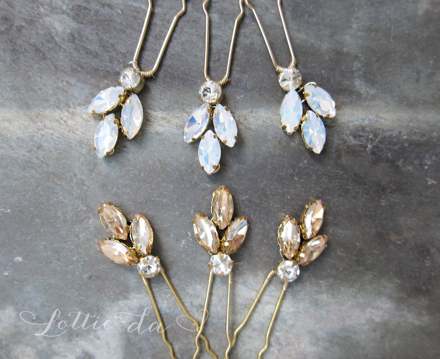 Vintage Style Opal Gold Hair Pin Set Marquise Hair Pin | Etsy Canada