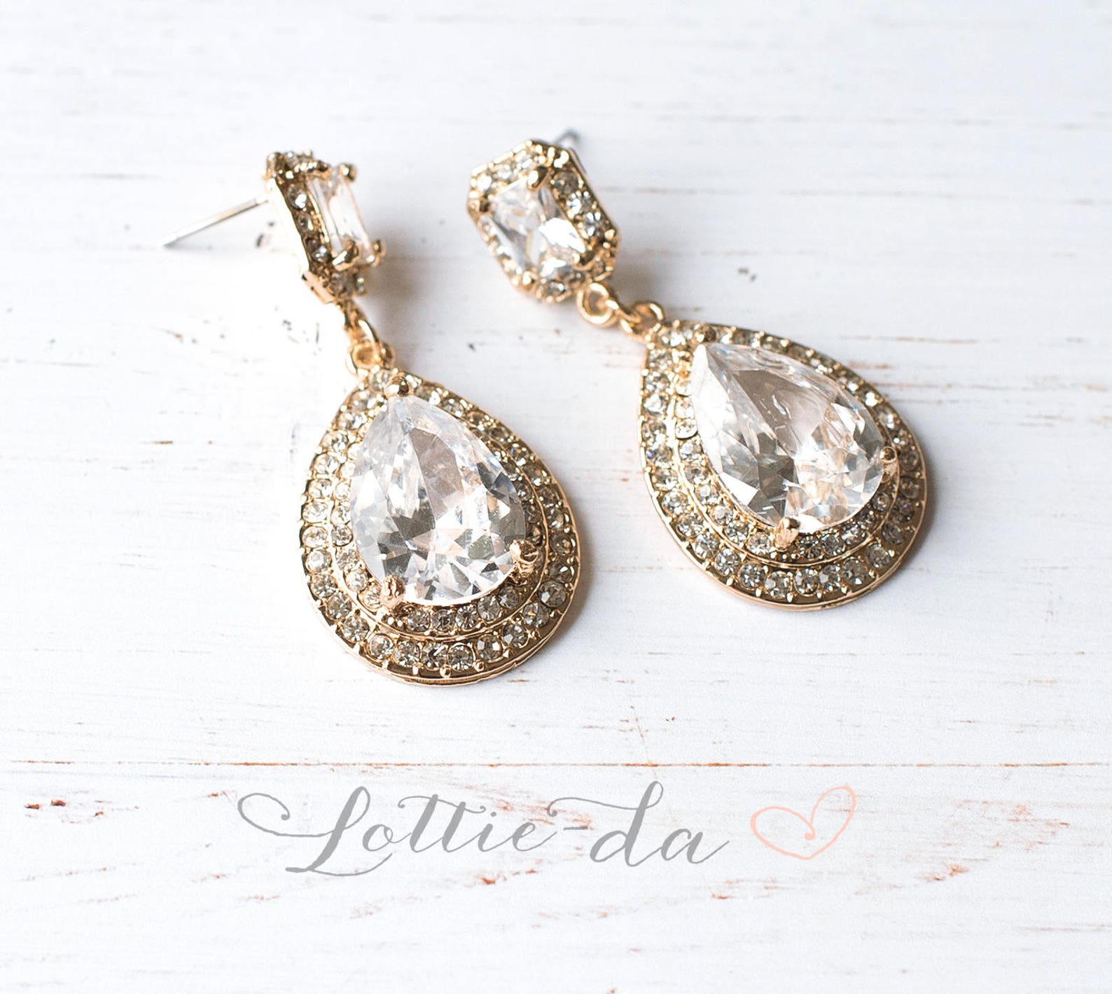Vintage Style Wedding Tear Drop Shape Wedding Earrings Gold - Etsy