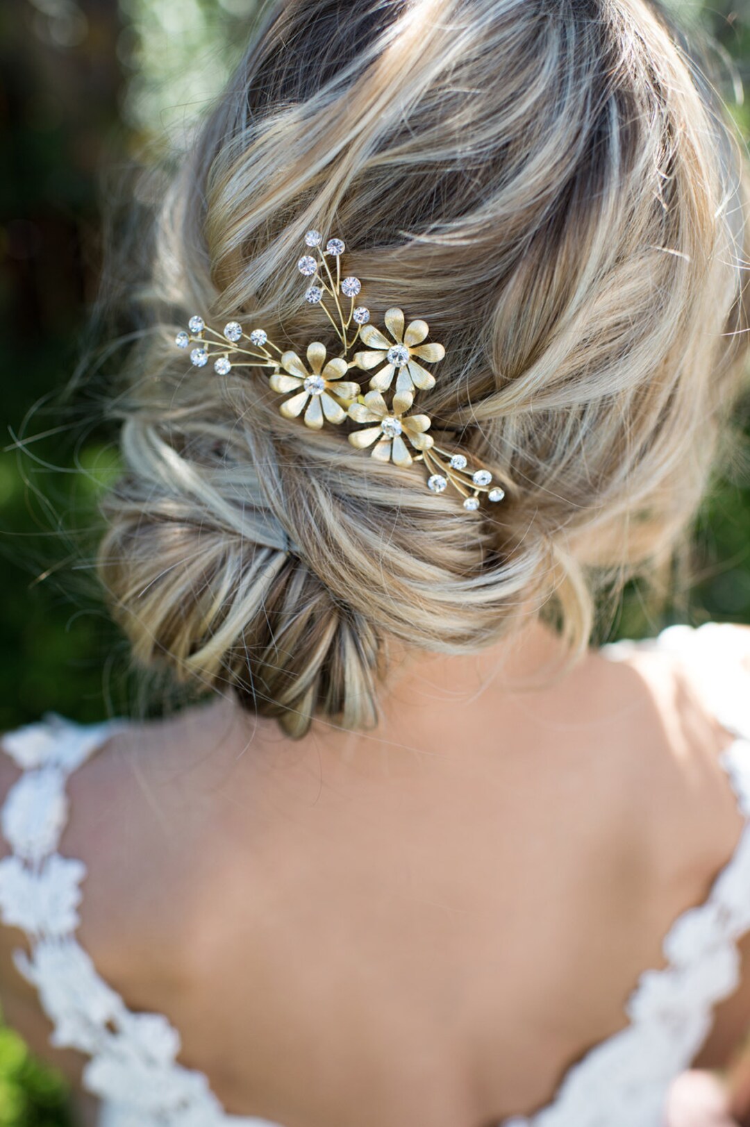 Matte Gold Flower Enchanted Garden Wedding Hair Comb, Vintage Style ...