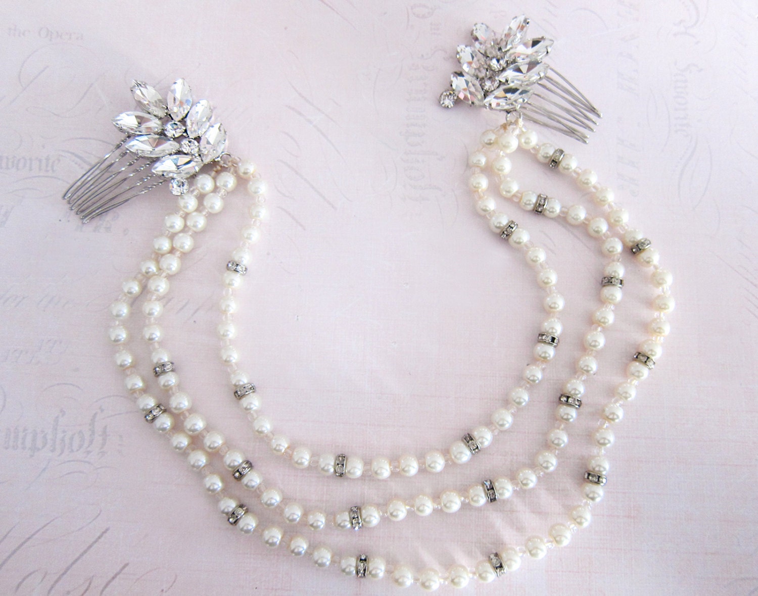 Pearl Bridal Hair Chain, Vintage Style Bridal Hair Wrap, Wedding Pearl ...