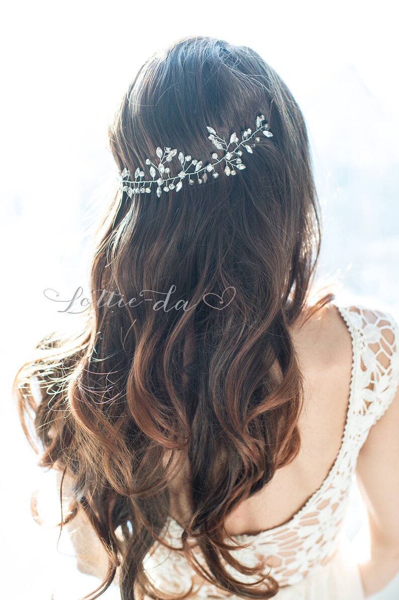Wedding Hair Vine Bridal Wire Hair Halo Crystal Hair Wreath Etsy