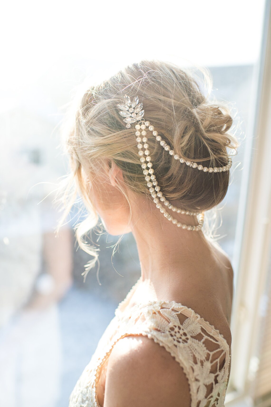 Pearl Bridal Hair Chain Vintage Style Bridal Hair Wrap - Etsy