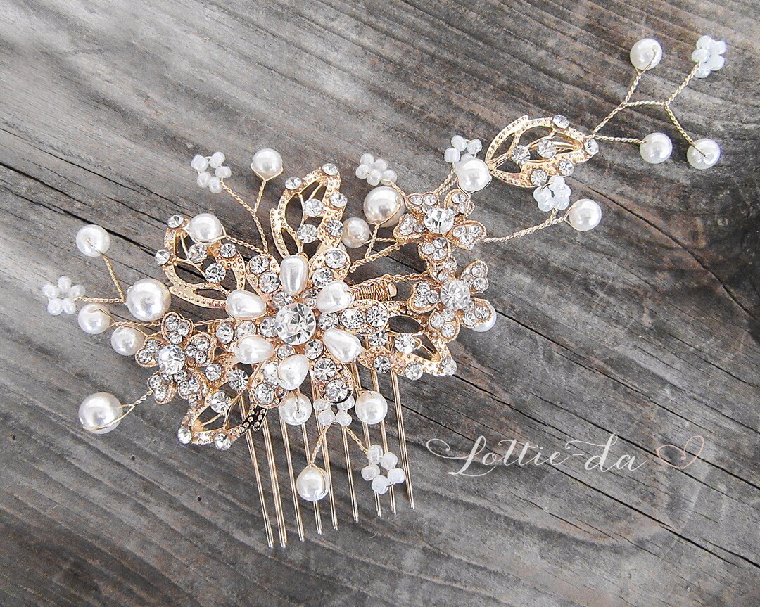 Gold or Silver Boho Bridal Wire Hair Vine Floral Hair Comb, Wedding ...