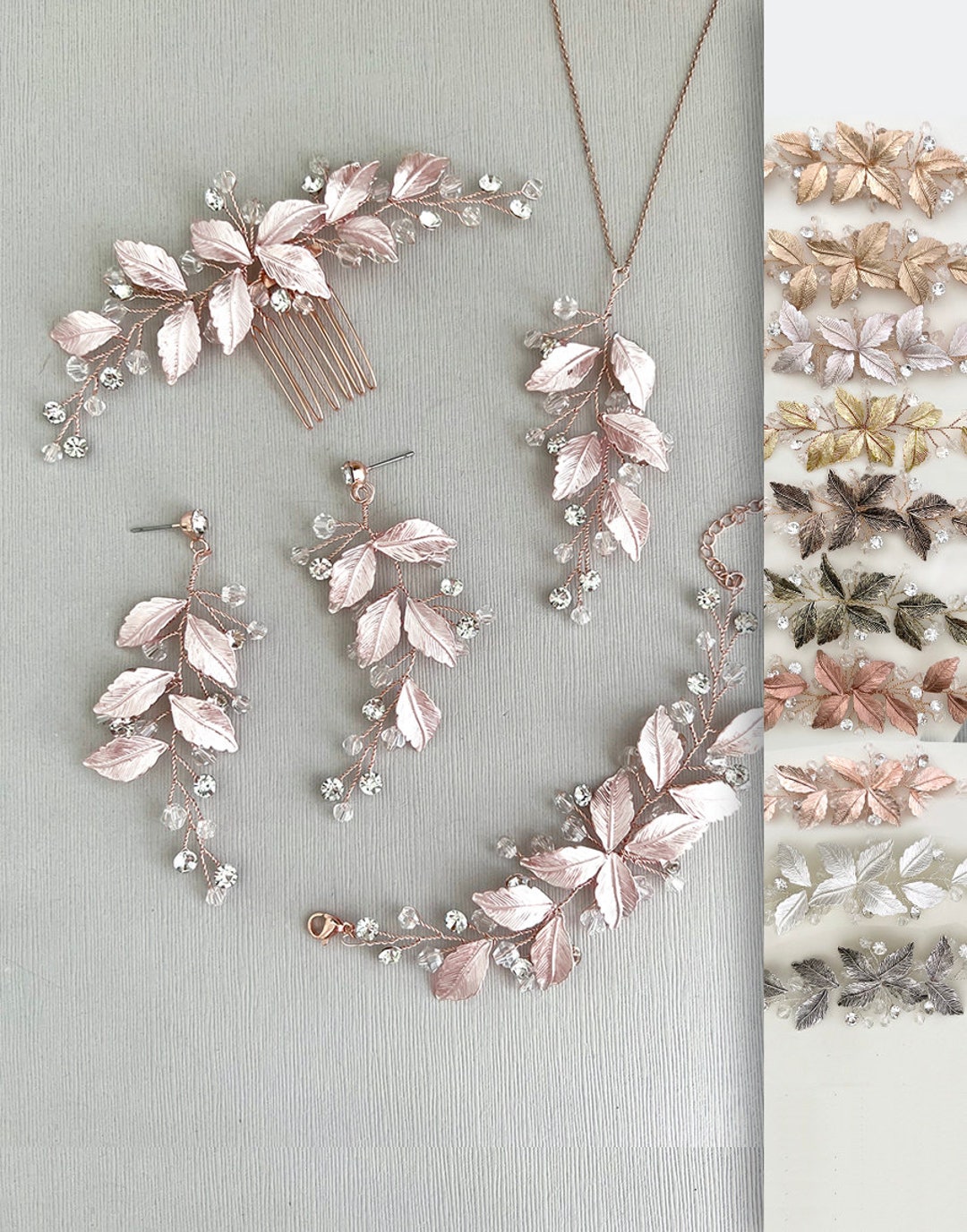 Folklore Wedding Set With Earrings, Natural Necklace, Bracelet, Hair ...