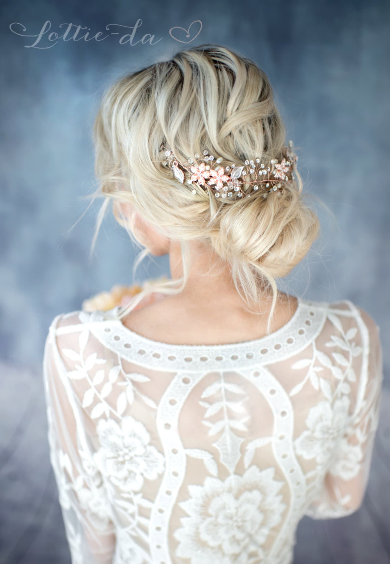 Rose Gold Wire Wedding Crown, Boho Rose Gold Halo Hair Vine, Wire Hair ...