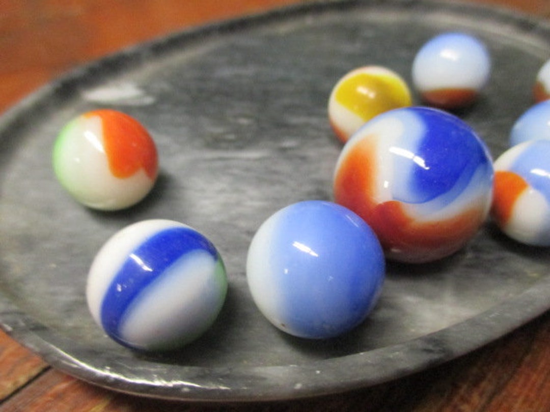 NINE Marbles Vintage Agate Swirls 1 is 7/16 & 8 Are - Etsy